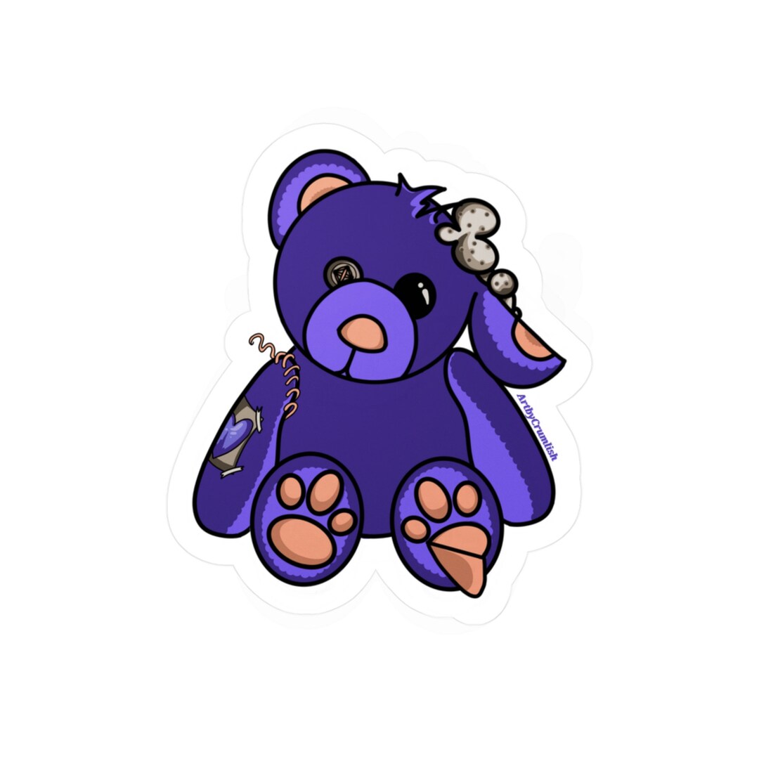 Distressed Teddy Bear Sticker - Etsy
