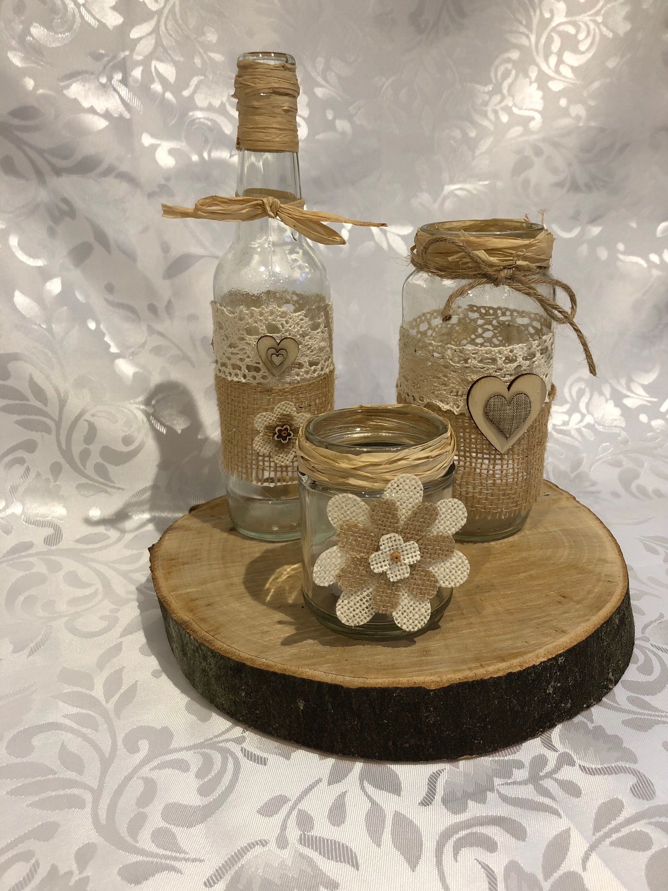 6 x Rustic Jars perfect for Wedding Centerpieces or BBQ | Etsy