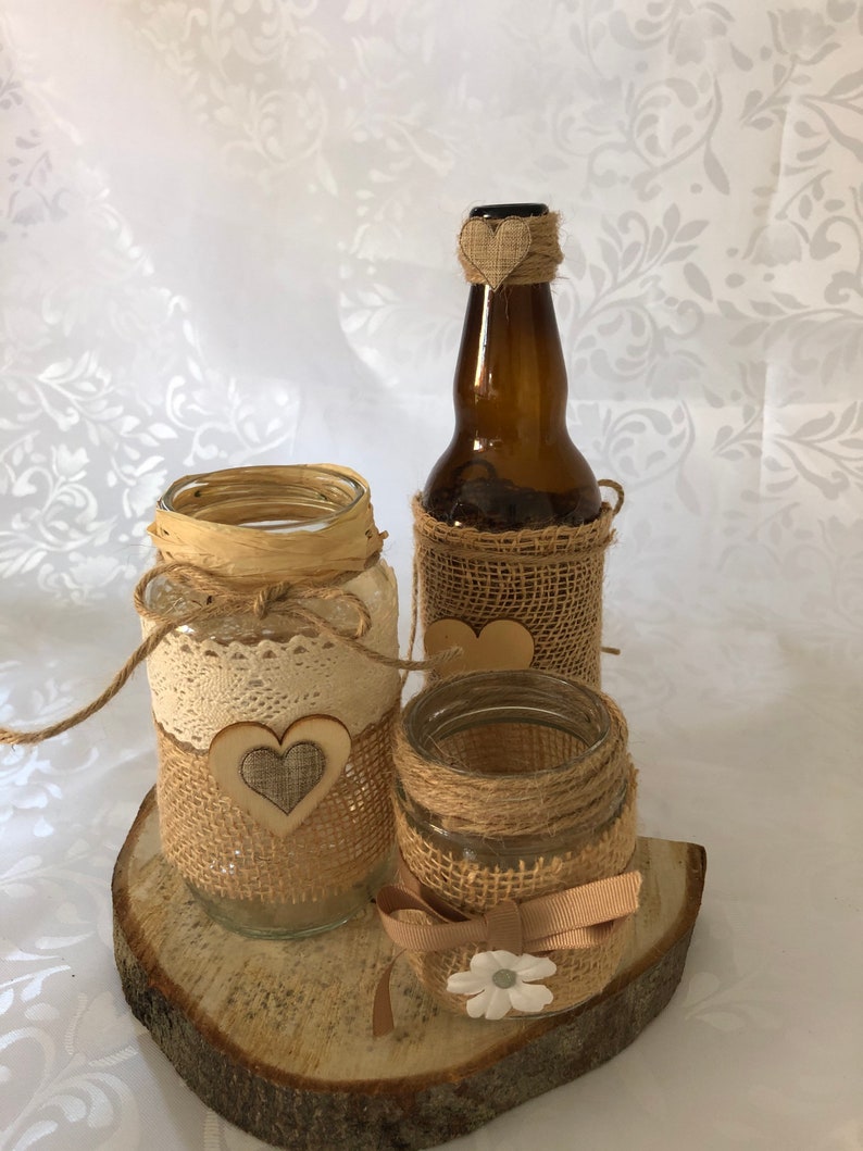 6 x Rustic Jars perfect for Wedding Centerpieces or BBQ | Etsy