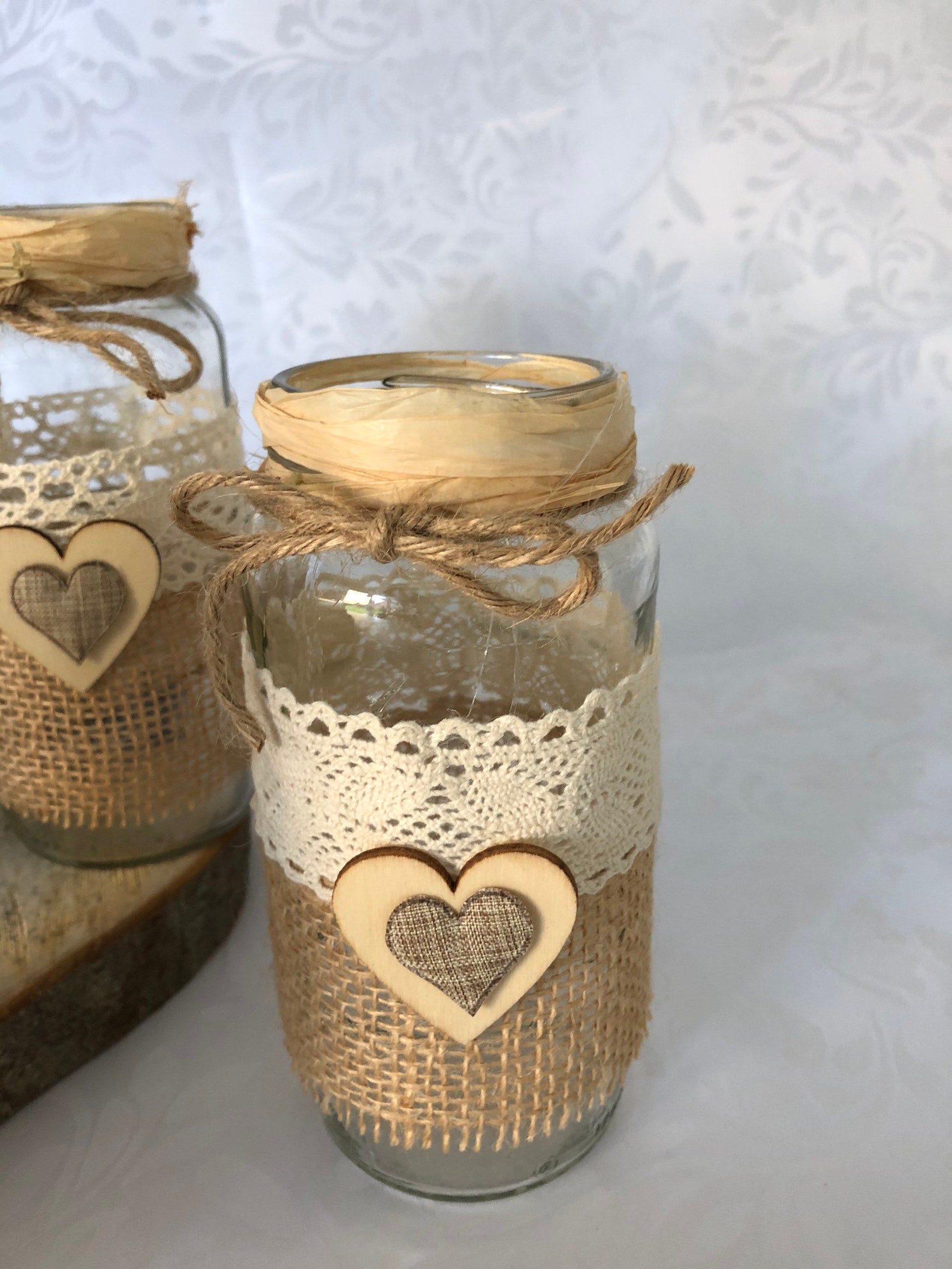 6 X Rustic Jars Perfect for Wedding Centerpieces or BBQ - Etsy UK