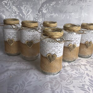 6 x Rustic Jars perfect for Wedding Centerpieces or BBQ | Etsy