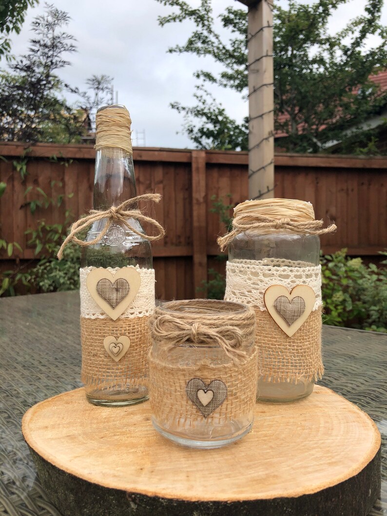 6 x Rustic Jars perfect for Wedding Centerpieces or BBQ | Etsy