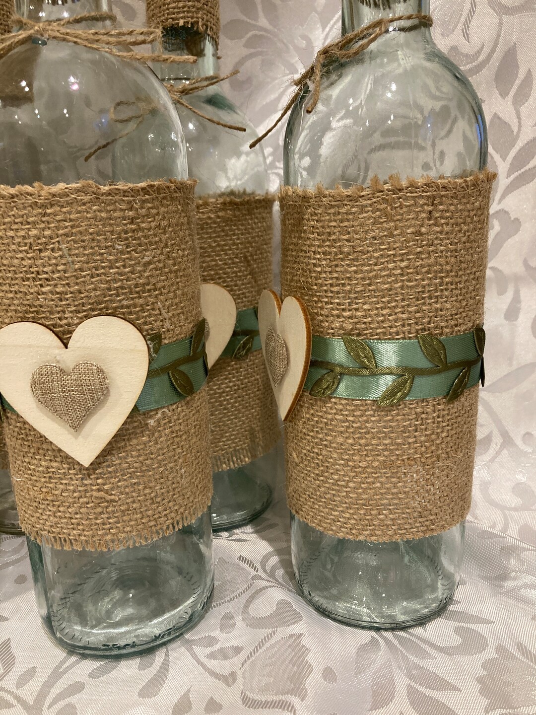 10 X Sage Green and Rustic Wine Bottles for Wedding Table Decorations ...