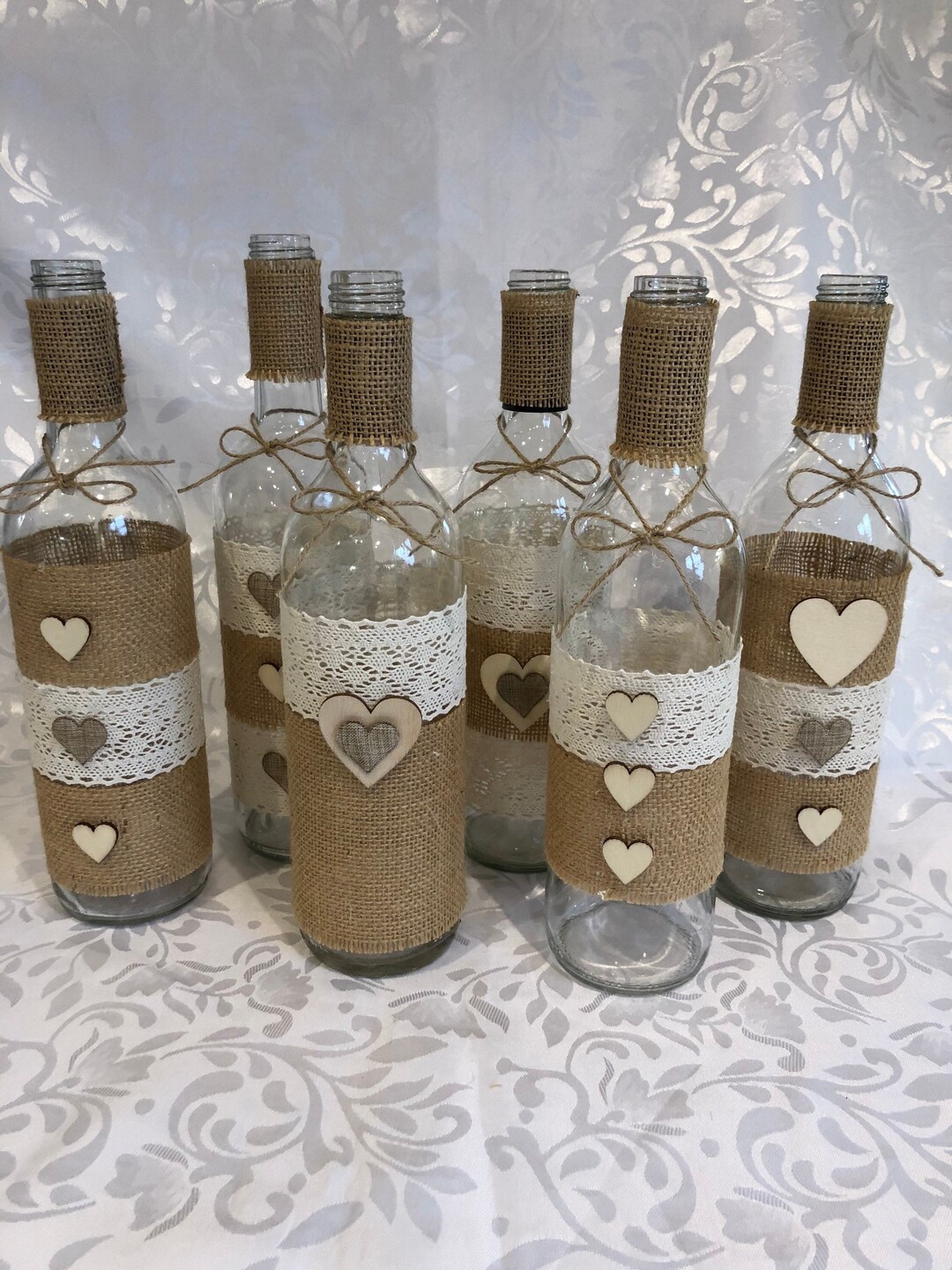 Set of Mixed Design Rustic Wine Bottles for Wedding Table Decorations ...