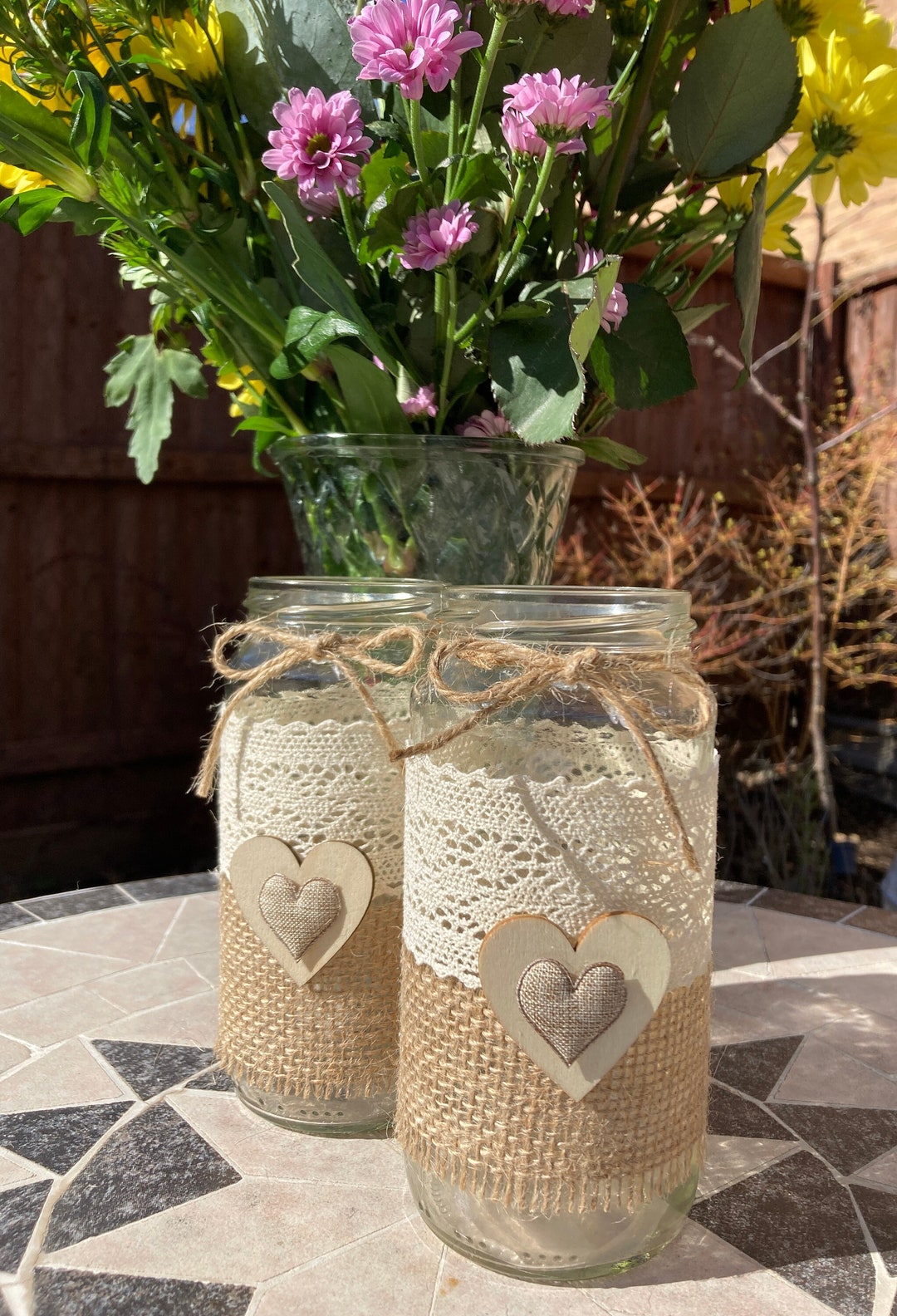 10 X Rustic Jars, Perfect for Wedding Centerpieces or BBQ Tables - Etsy UK