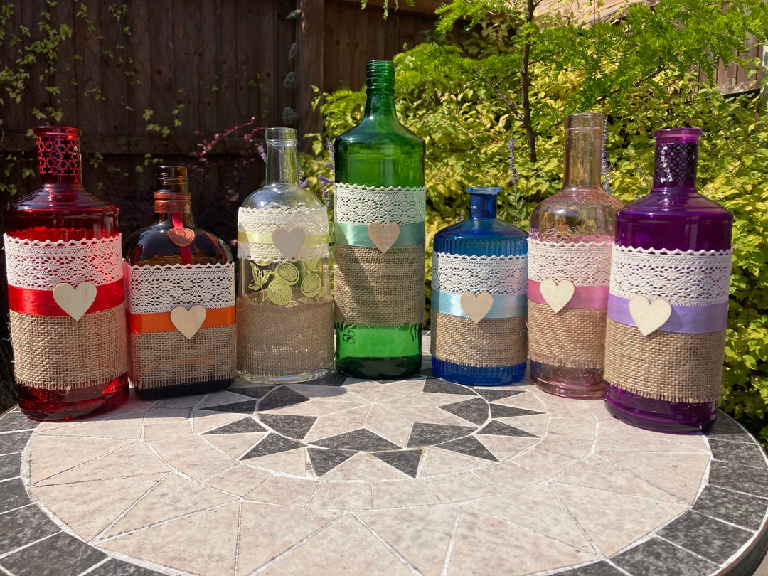 A Rainbow of Rustic Gin Bottles Ideal for LGBGT Wedding - Etsy