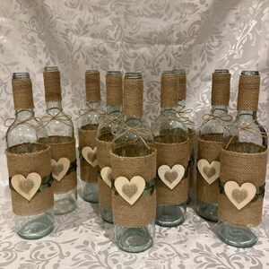 10 X Sage Green and Rustic Wine Bottles for Wedding Table Decorations ...