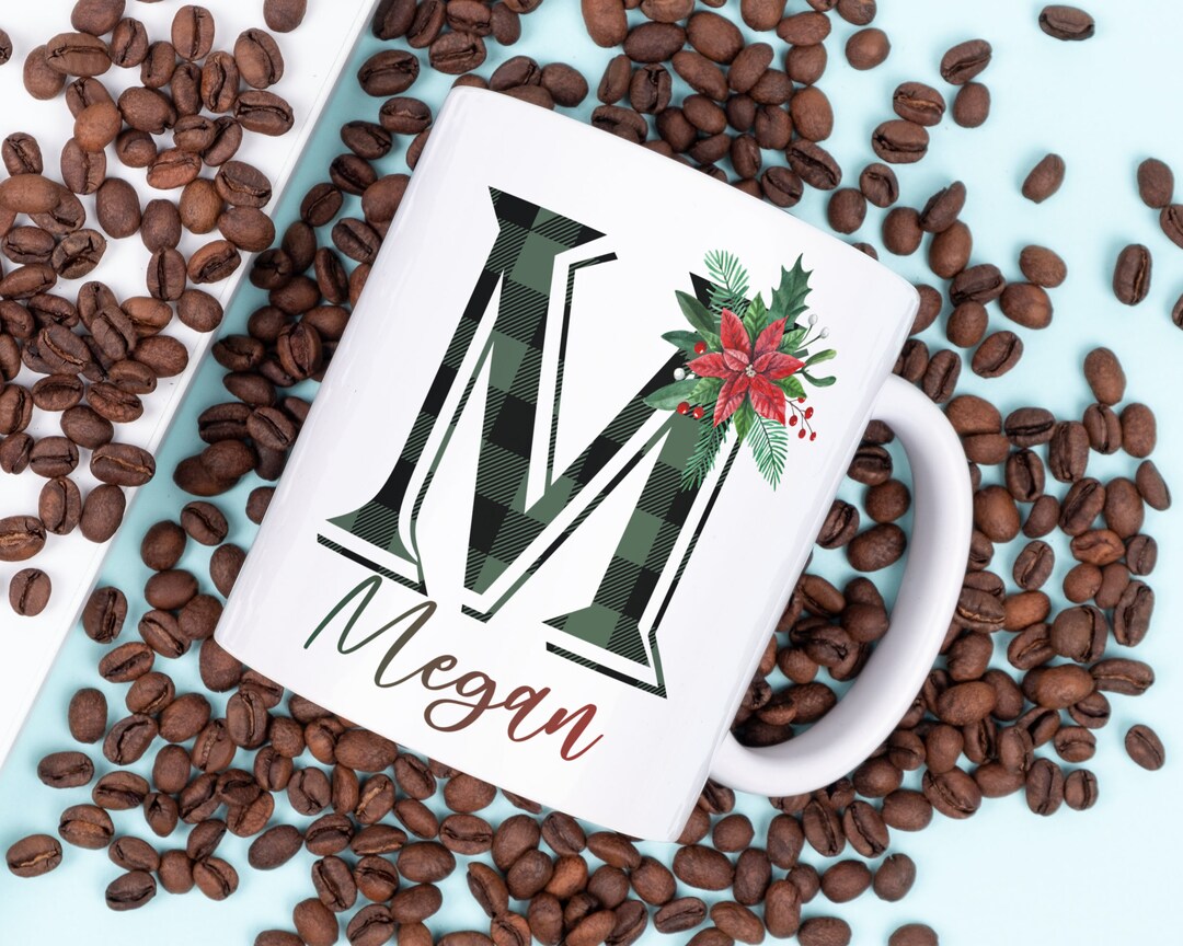 Initial Mug With Name, Christmas Mug Personalized, Initial Coffee Mug ...