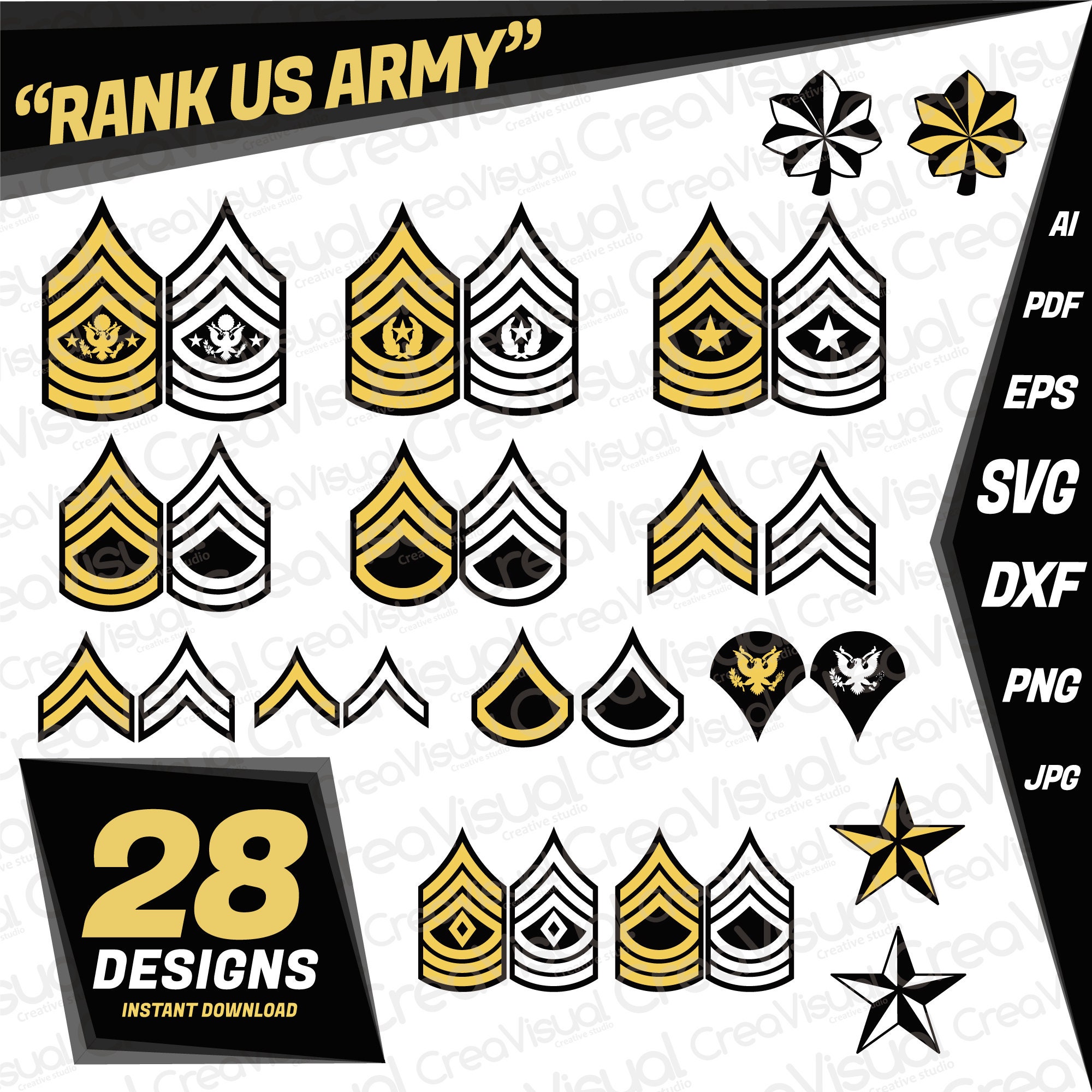 Symbole de larmée des États-Unis de rang logo Rank United - Etsy France