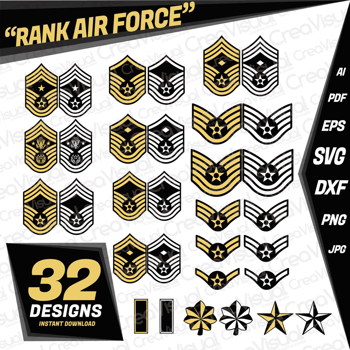 Rank Air Force Symbol Badges Rank Air Force Rank Air Force | Etsy