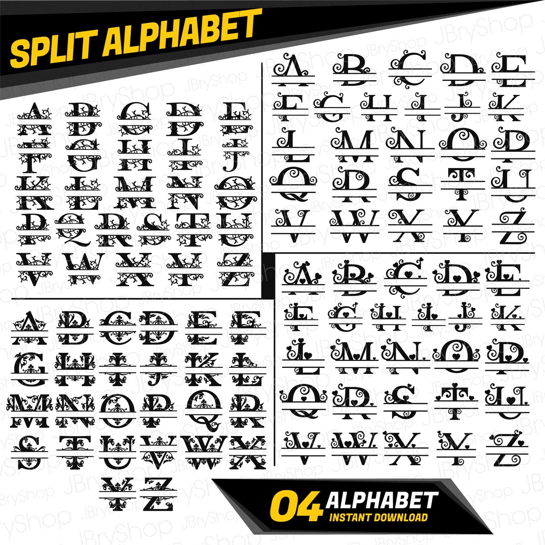 Split Alphabet Svg Split Alphabet Dxf Split Alphabet Vector - Etsy