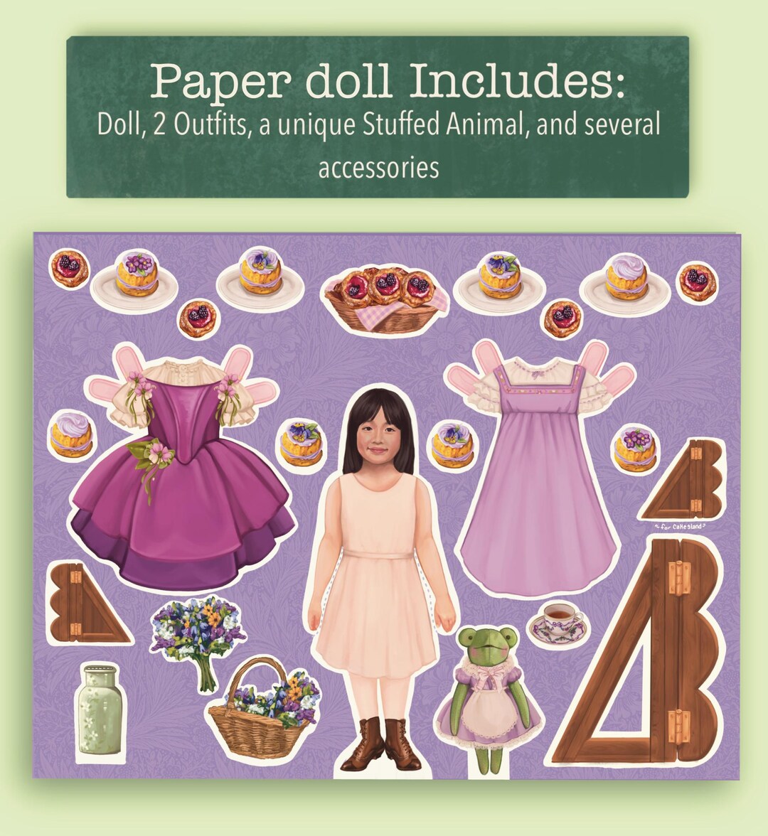 Olivia Tea Party Paper Doll Picnic Historically Inspired Dress up Doll ...