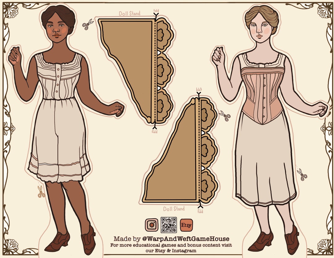 Women's History Paper Doll Coloring Pages: 1800s Fashion (printable ...