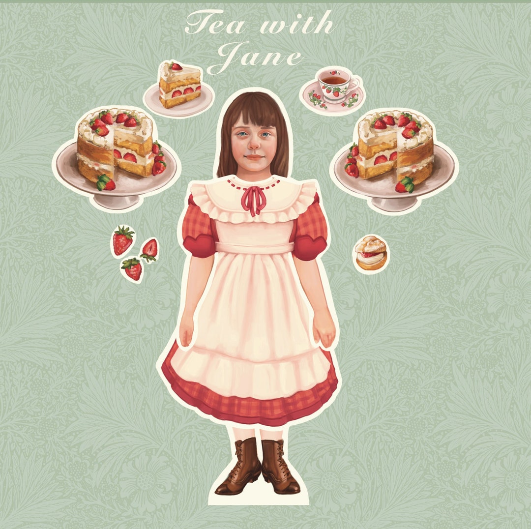 Jane Tea Party Paper Doll Picnic Historically Inspired Strawberry ...