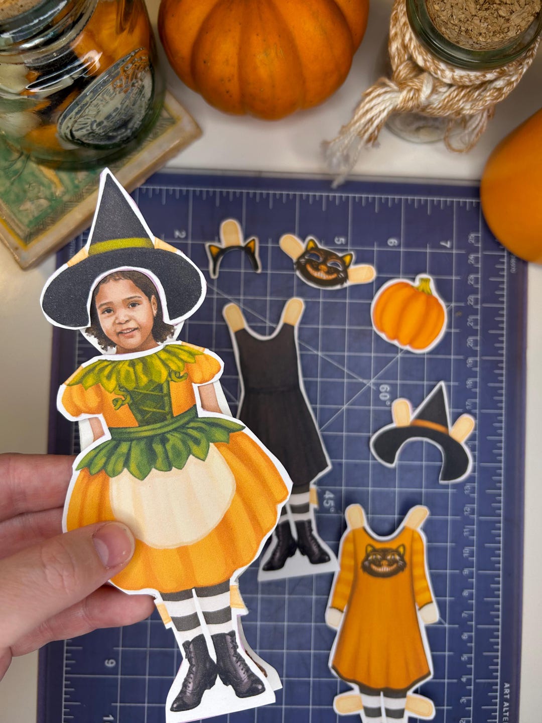 Halloween Bundle - Paper Doll Costumes, Coloring Pages - Cat, Witch, Pumpkin, - Halloween Crafts ...