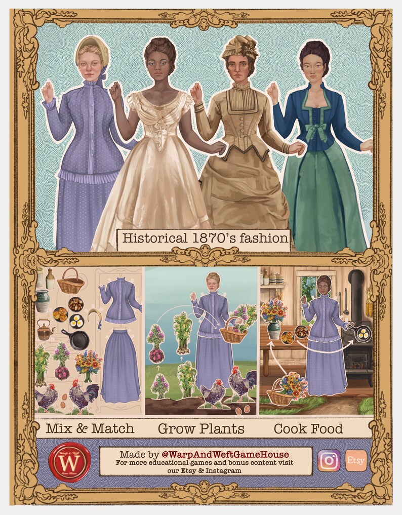 Historical Paper Doll and Playset- 1870's Fashion Pioneer - Paper Doll ...