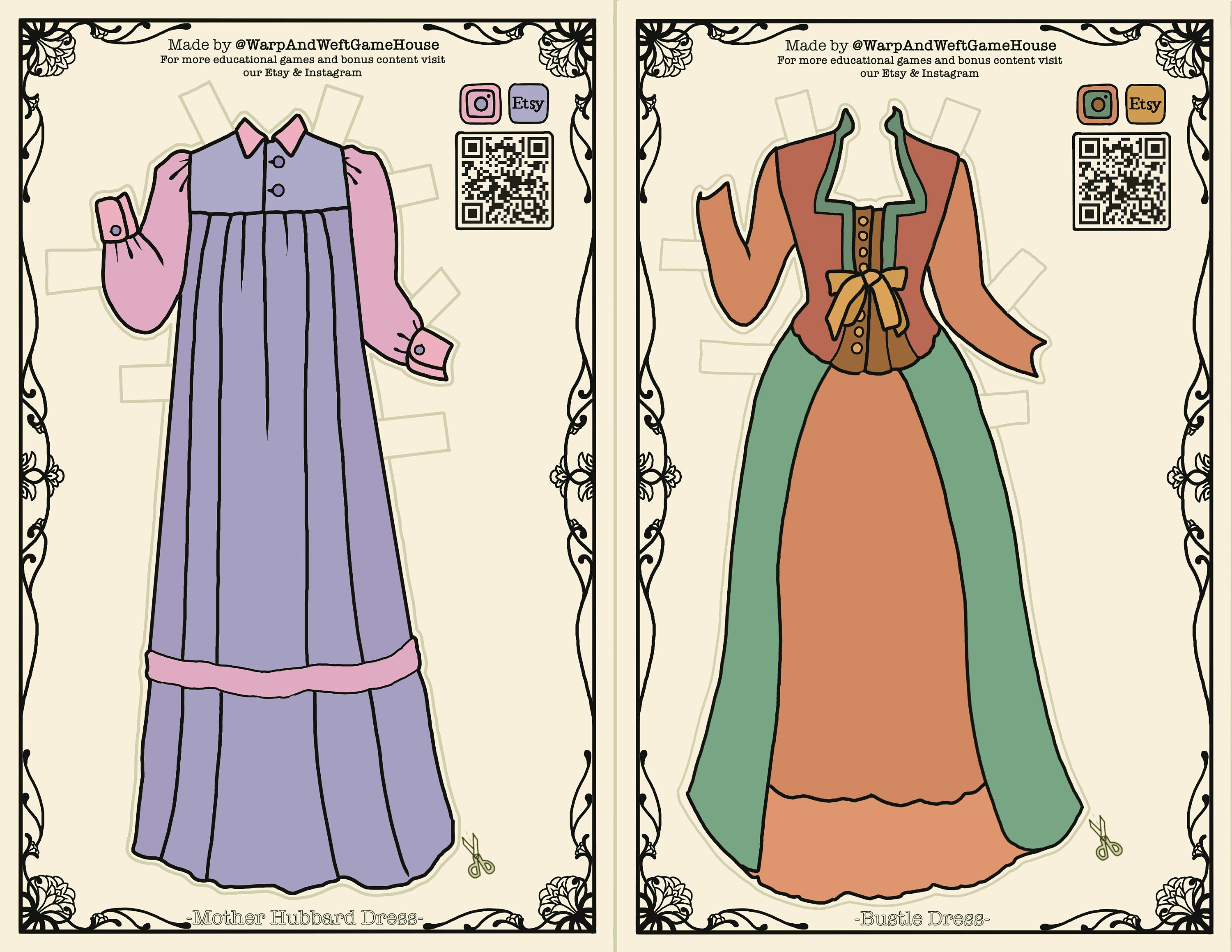 Women's History Paper Doll Coloring Pages: 1800s Fashion (printable ...