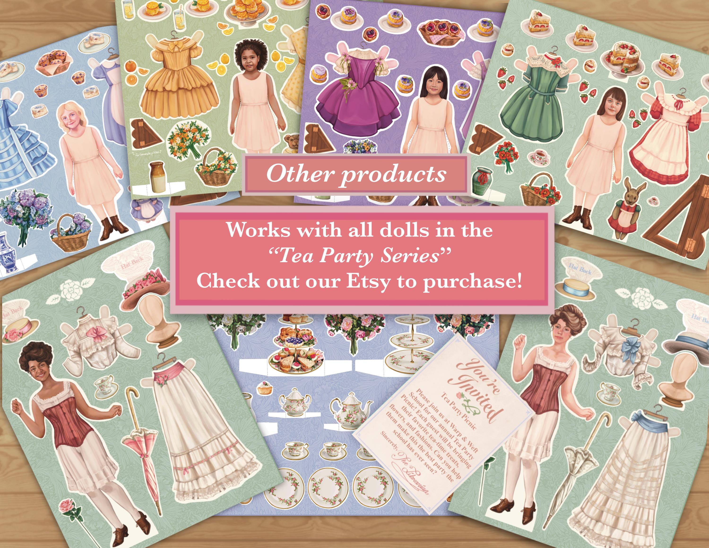 Edwardian Tea Party Paper Doll: 1900s Fashion Dress-up, Picnic Series ...