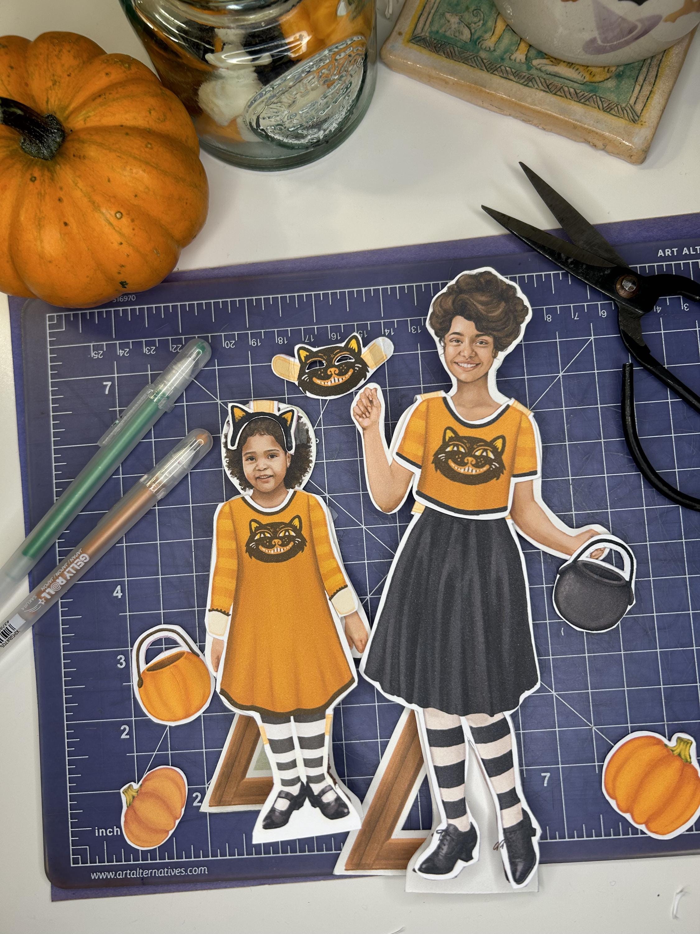 Halloween Bundle - Paper Doll Costumes, Coloring Pages - Cat, Witch ...