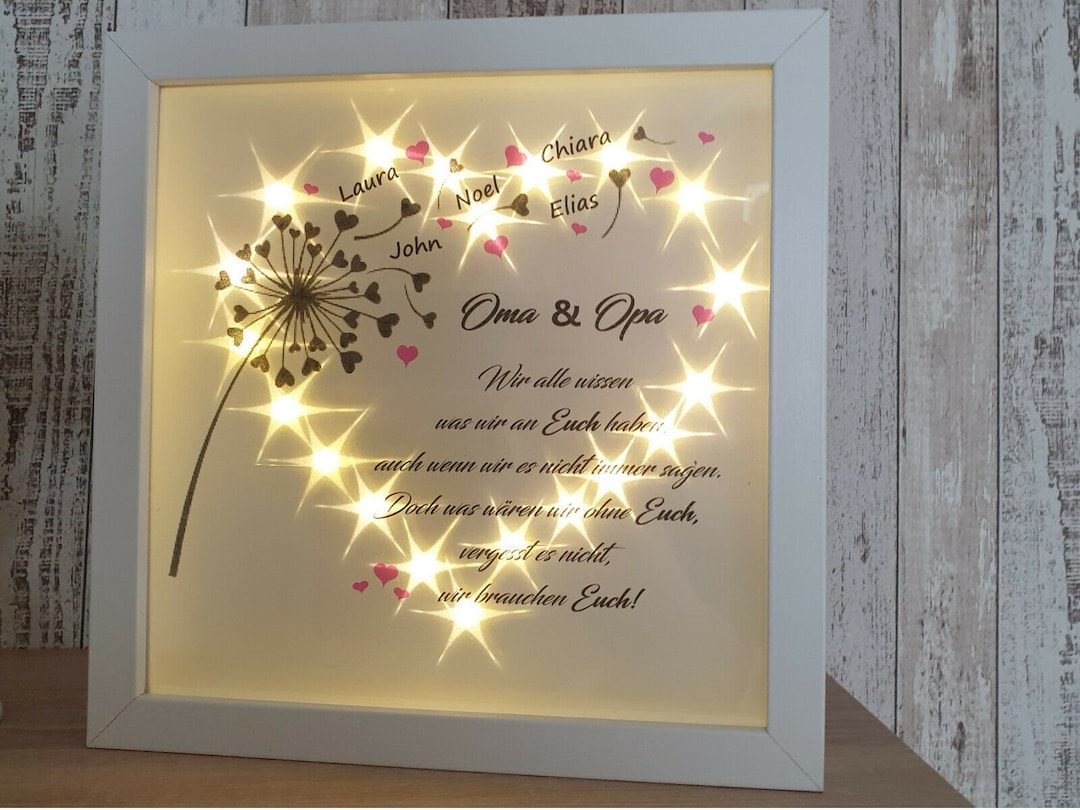 LED Bild beleuchtet Bilderrahmen Oma Opa Großeltern Geschenk Idee ...