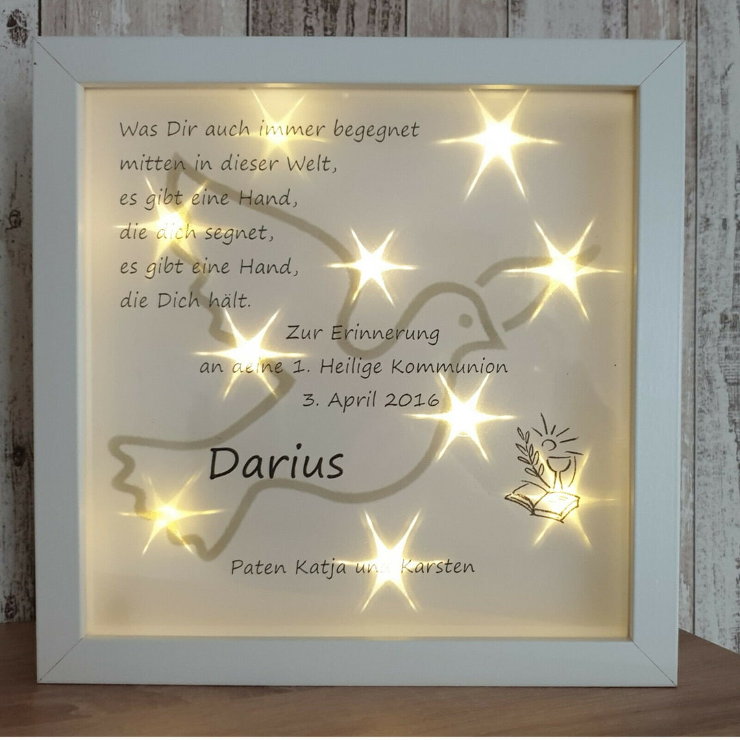 Konfirmation Kommunion LED Bild beleuchtet Geschenk Idee Erinnerung ...