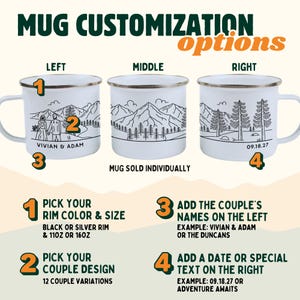 Personalized Wedding Gift, Bride & Groom Mountain Romantic Enamel Mug ...
