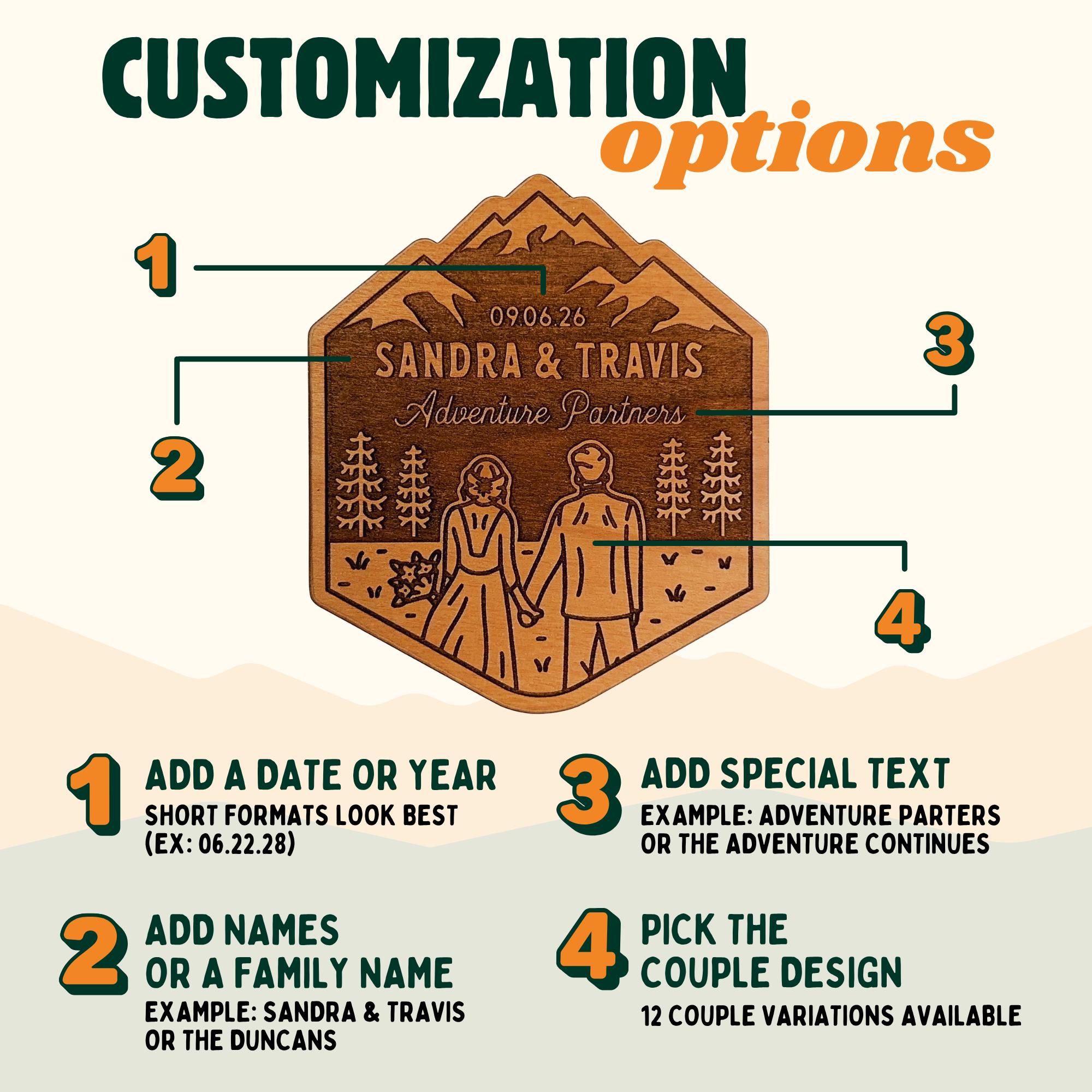 Personalized Wedding Magnet, Custom Wood Fridge Magnet for Couple ...