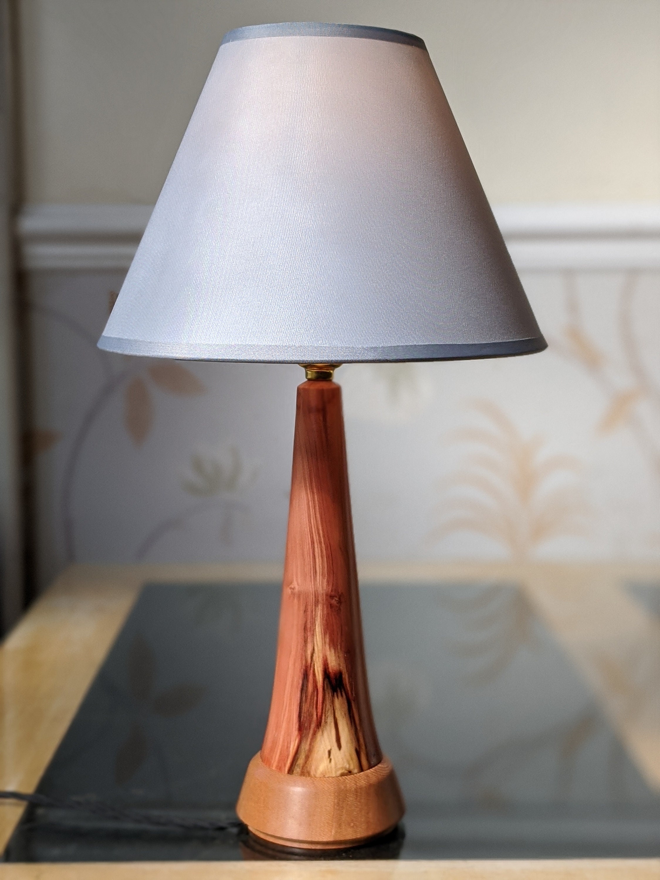 Bespoke Redwood Table-lamp Wooden Lamp and Lampshade Home Lighting Desk ...