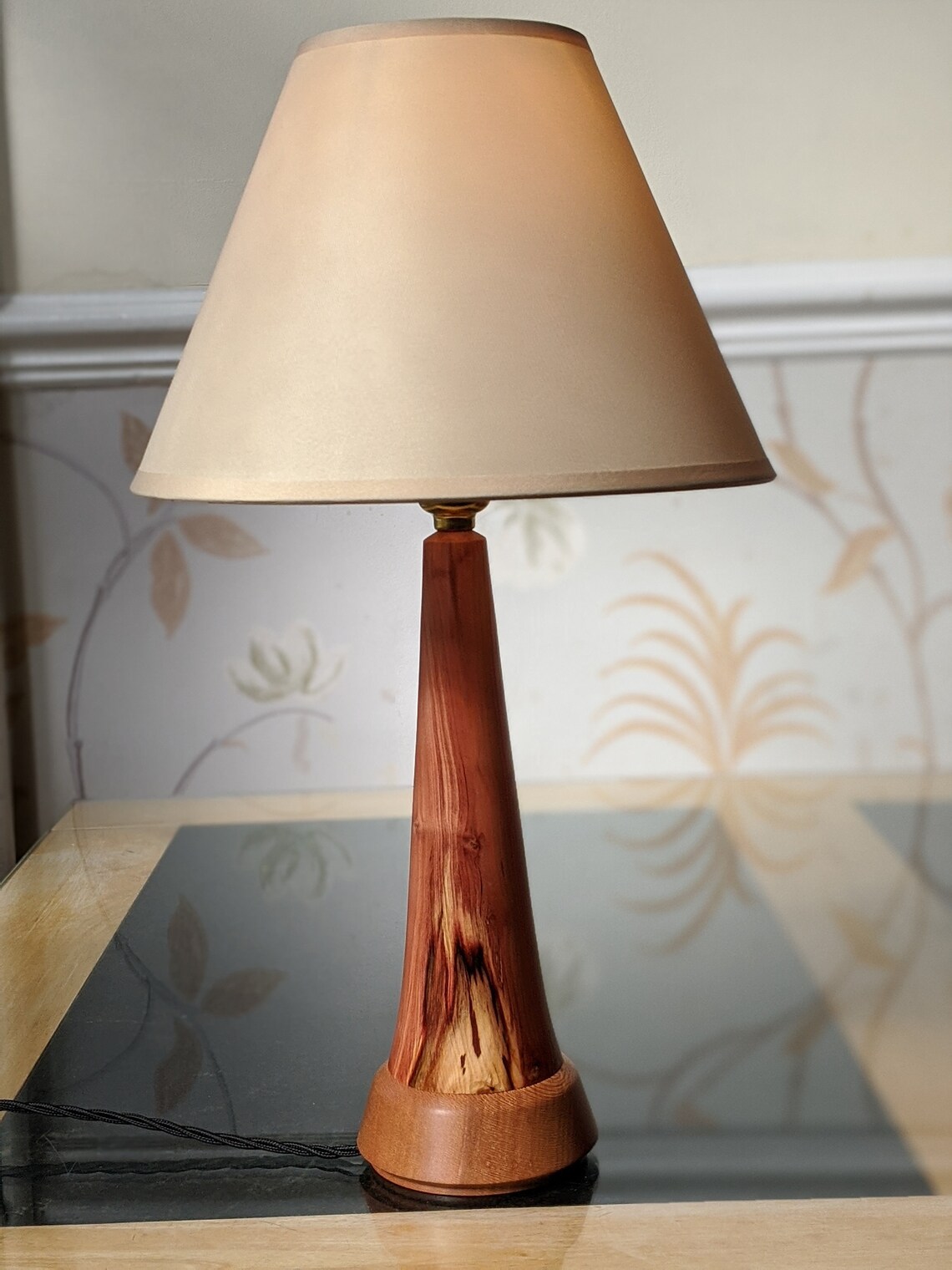 Bespoke Redwood Table-lamp Wooden Lamp and Lampshade Home Lighting Desk ...
