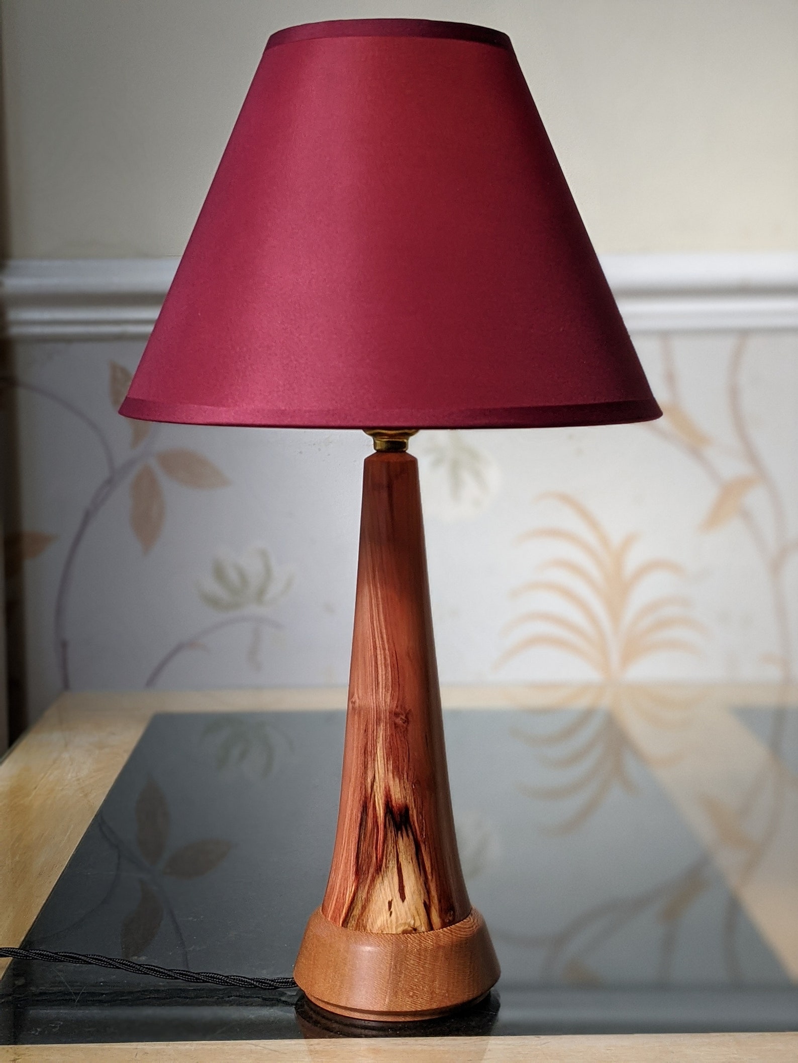 Bespoke Redwood Table-lamp Wooden Lamp and Lampshade Home Lighting Desk ...