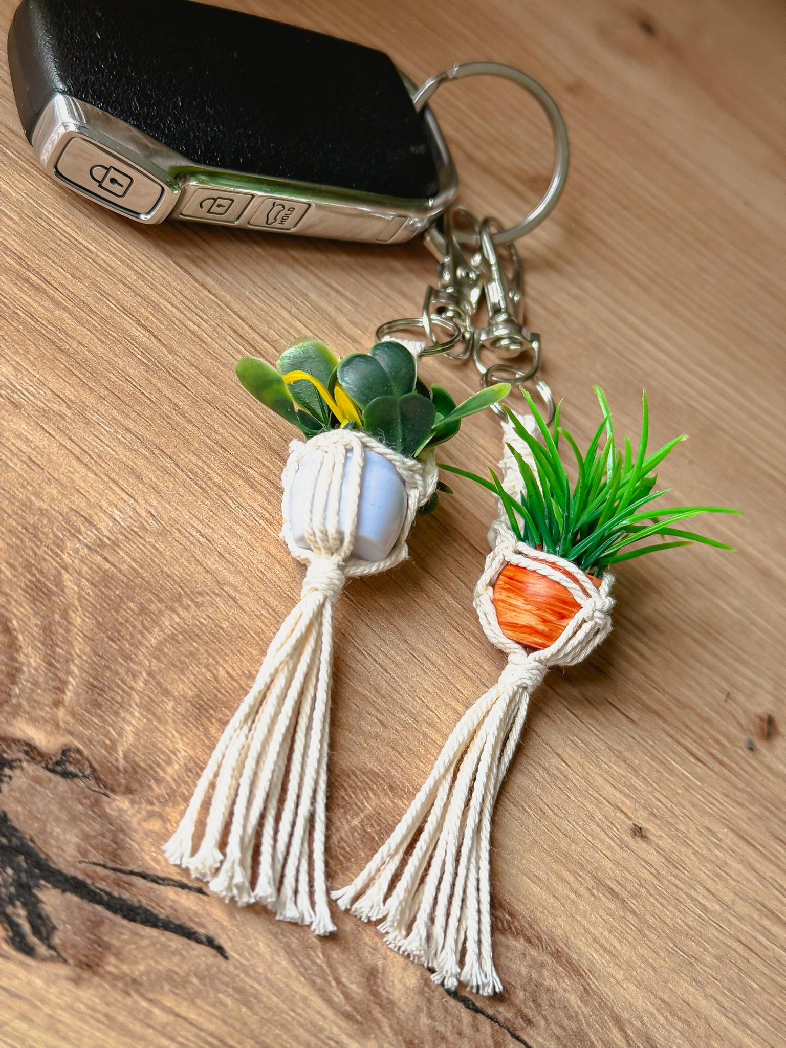 Mini Houseplant Hanger Keyring | Boho Bag Charm | Handmade Plant ...