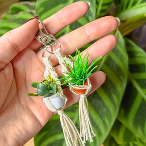 Mini Houseplant Hanger Keyring | Boho Bag Charm | Handmade Plant ...
