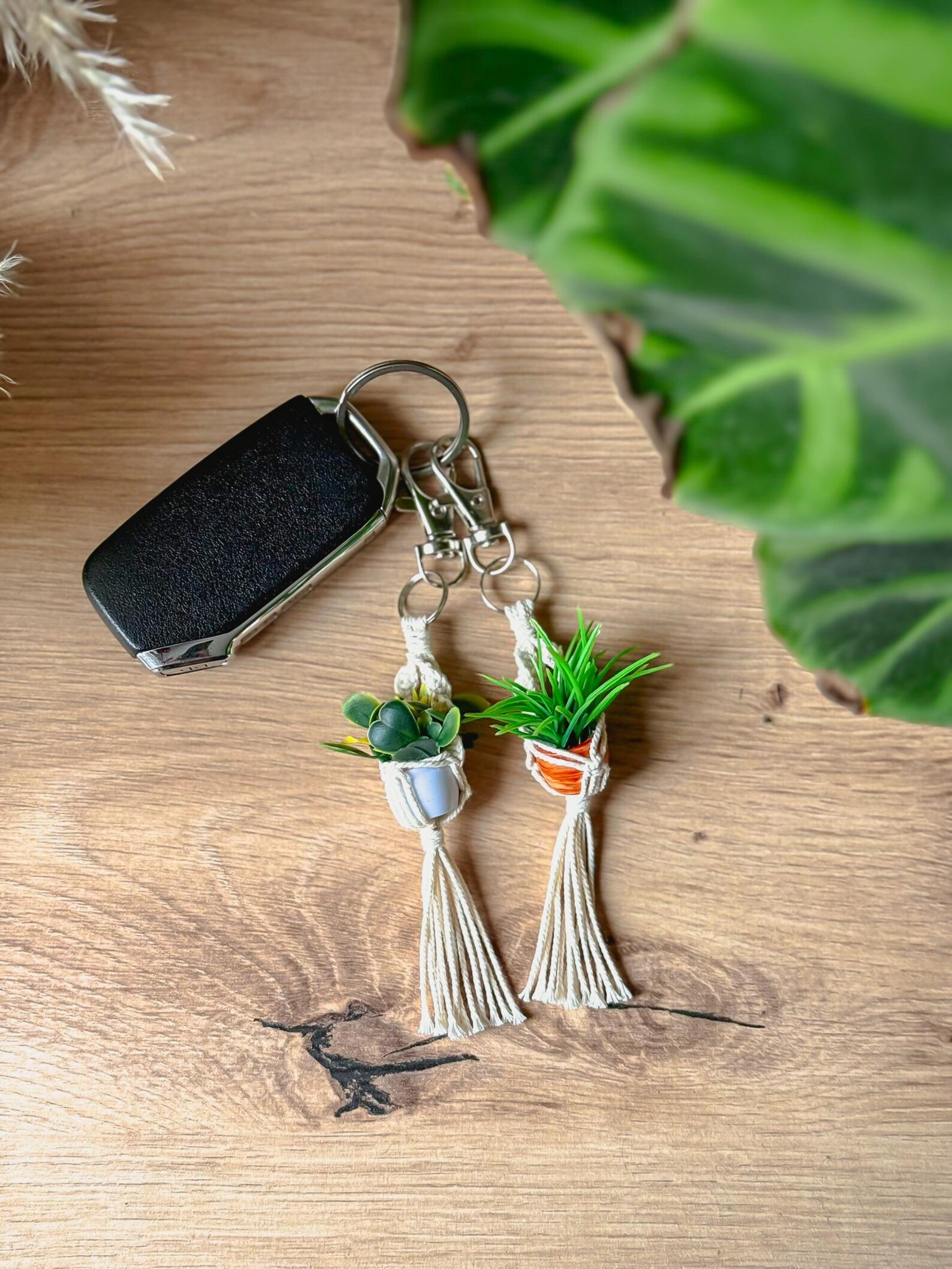 Mini Houseplant Hanger Keyring | Boho Bag Charm | Handmade Plant ...