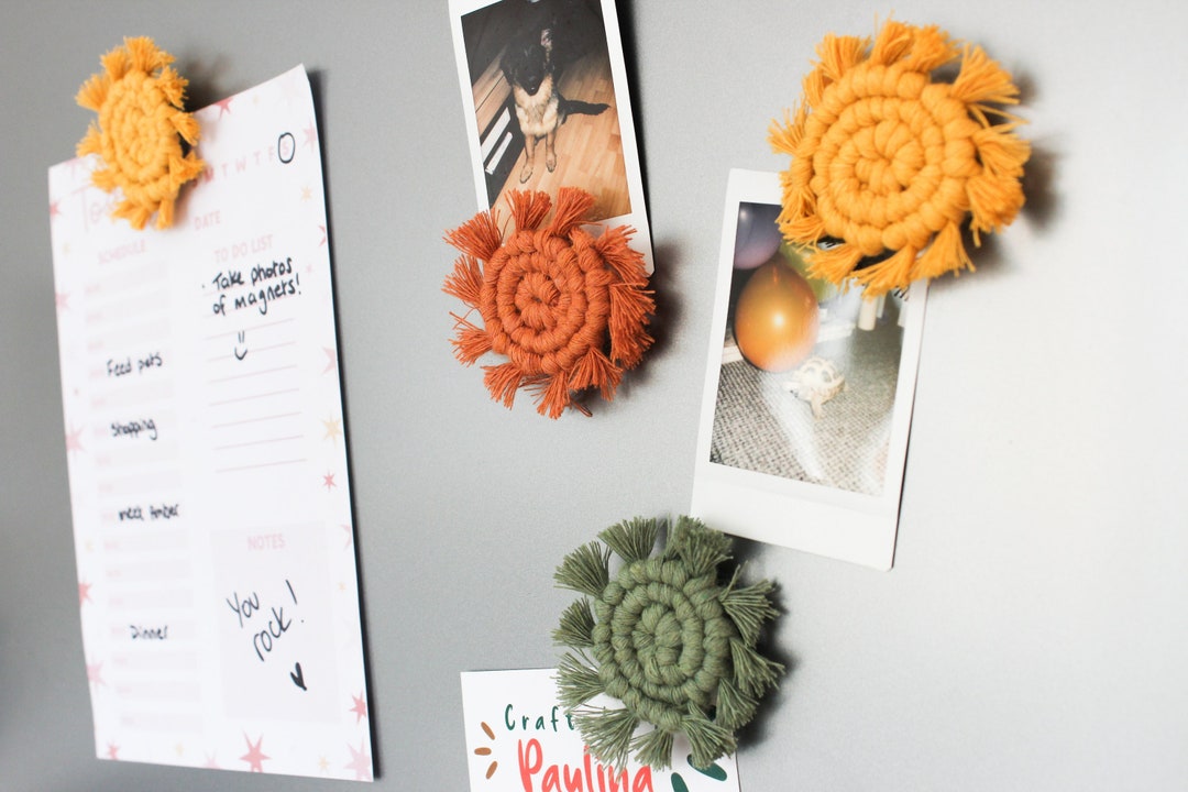 Mini Macrame Boho Magnet Set | Boho Home Decor, Home Office Accessories ...