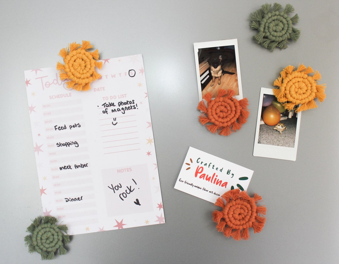 Mini Macrame Boho Magnet Set Boho Home Decor Home Office | Etsy