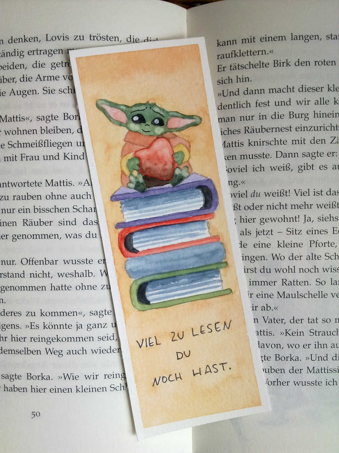 Bookmark Baby Yoda Grogu, Mandalorian, Star Wars, Hand Painted Original ...