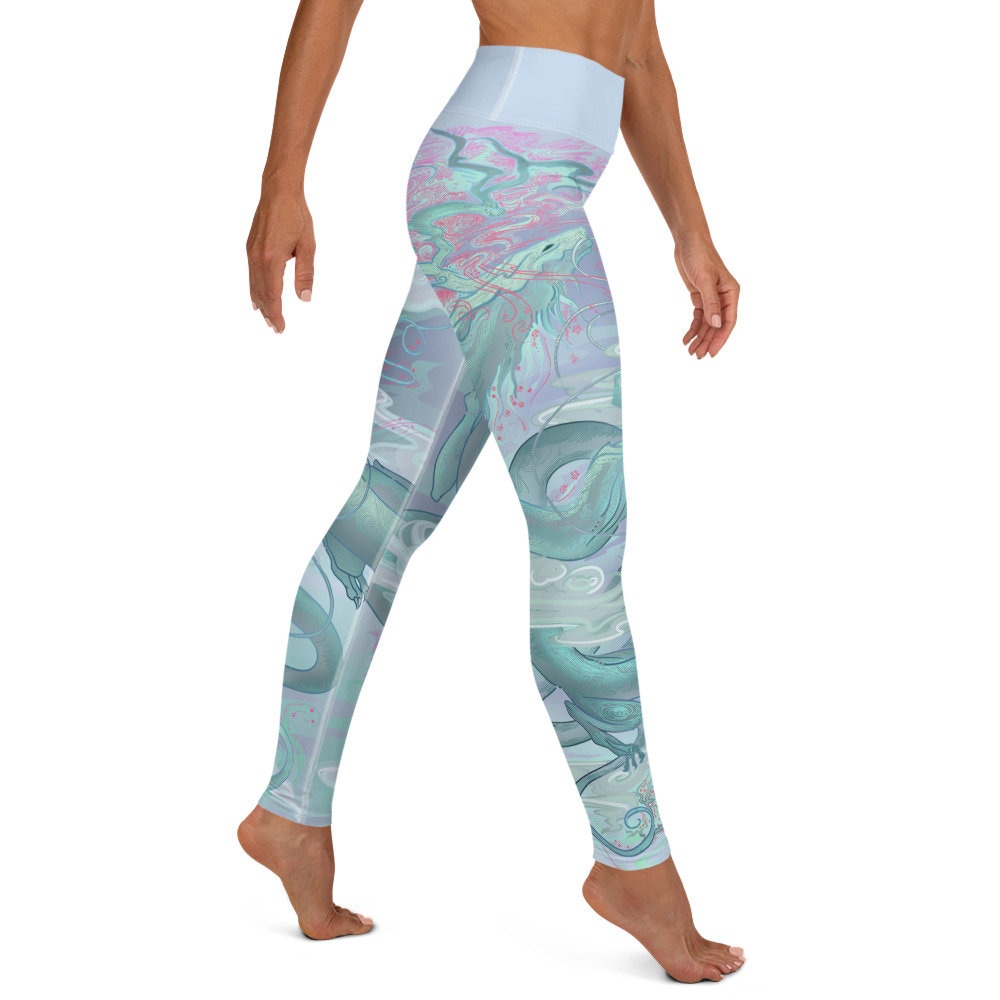 Sakura Dragon DAY - Yoga Leggings - Dragon Workout Tights - Chinese ...
