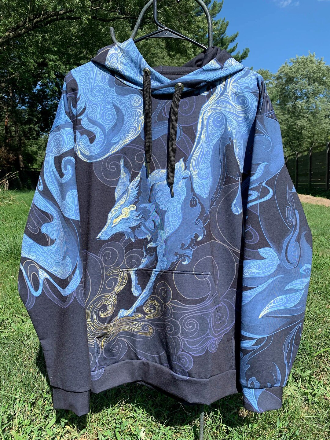 Unisex Nine-tailed Fox Pullover Hoodie - Japanese Style Kitsune Hoodie ...