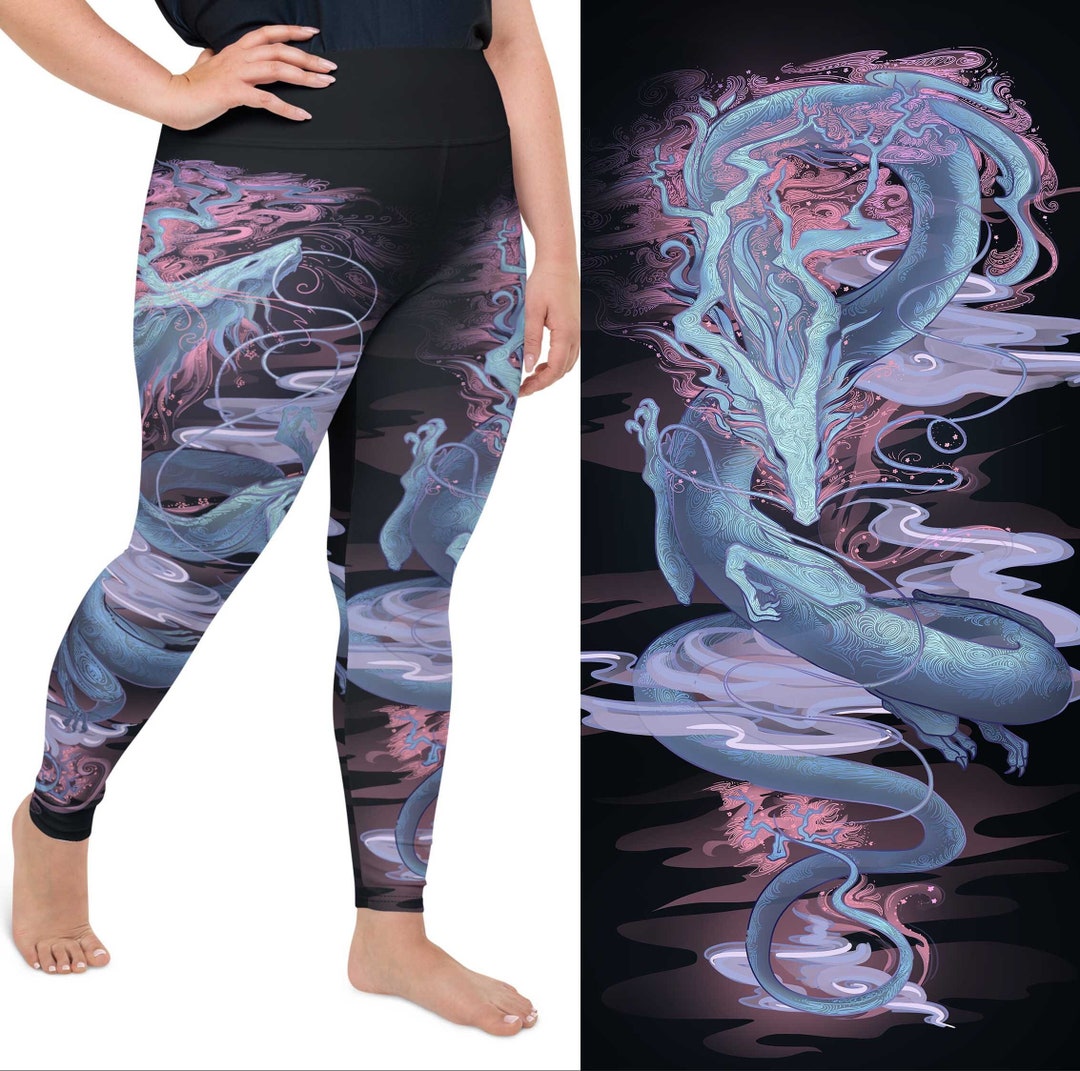 Purple Dragon Patterned Tights - Yoga Leggings Plus Size -fantasy ...