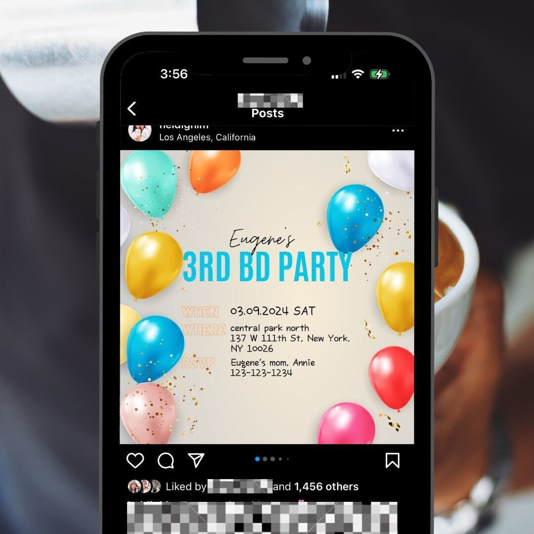 Digital Balloons Birthday Invitation Post | SNS Post Invites | E-invite ...