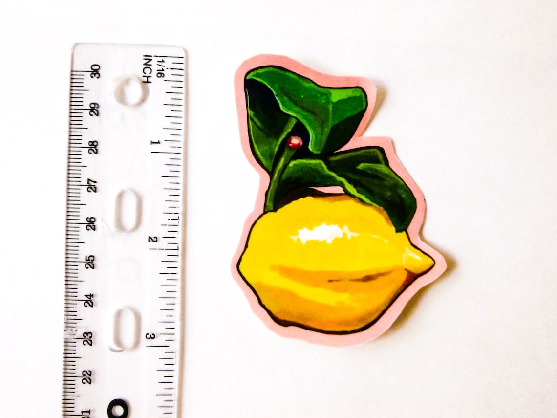 Lemon Watercolor Vinyl Sticker Fruit Sticker Cute Laptop Stickers ...