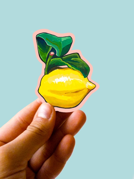 Lemon Watercolor Vinyl Sticker Fruit Sticker Cute Laptop - Etsy