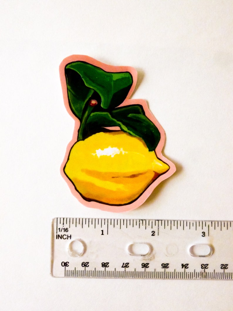 Lemon Watercolor Vinyl Sticker Fruit Sticker Cute Laptop Stickers ...