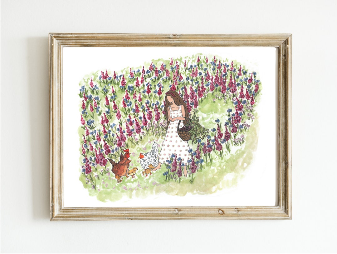 Pet Chickens Farmcore Decor, Folk Art Chicken Painting, Whimsical ...