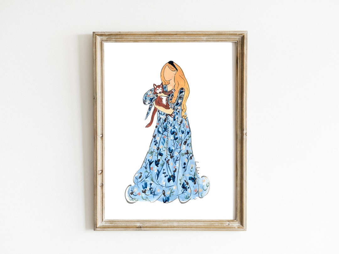 Dinah Alice in Wonderland Art Print, Cottagecore Cat Art Illustration ...