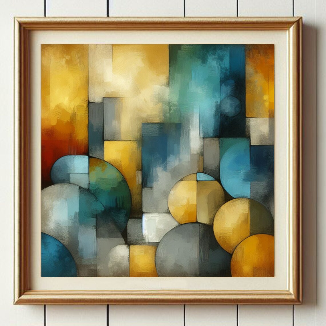 Mustard Yellow Teal Blue Gray Wall Art, 4 X INSTANT Digital Download ...