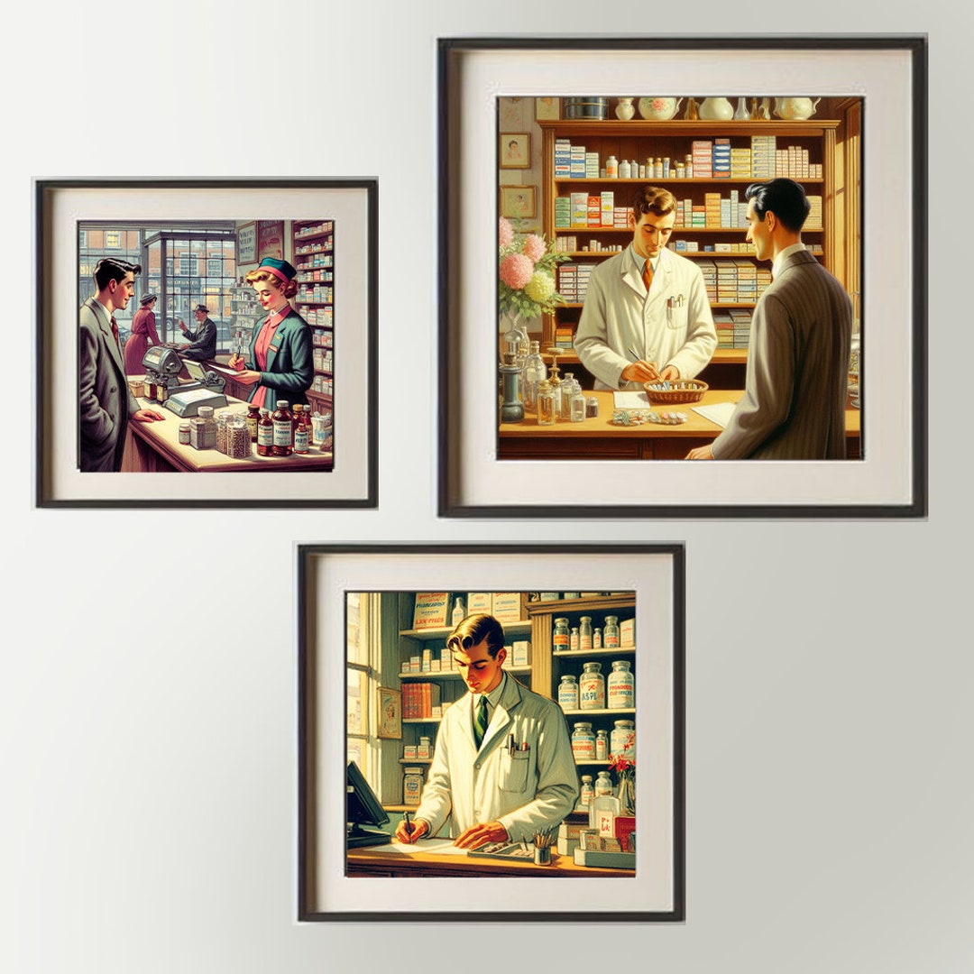 Pharmacy Wall Art, 3 X INSTANT Digital Download Prints, Old Vintage ...