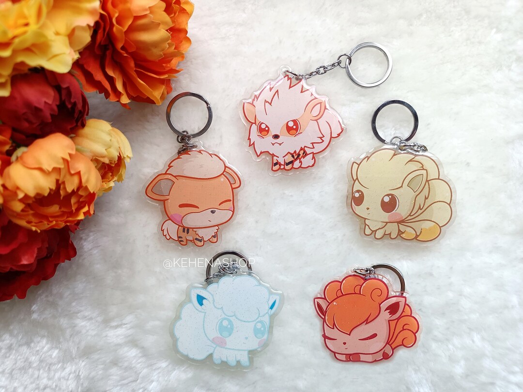 Keychain - Alolan Vulpix - Vulpix - Ninetales - Growlithe - Arcanine - Etsy