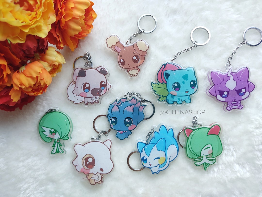 Pokemon Keychain Ivysaur Misdreavus Cubone Buneary Pachirisu Gardevoir ...