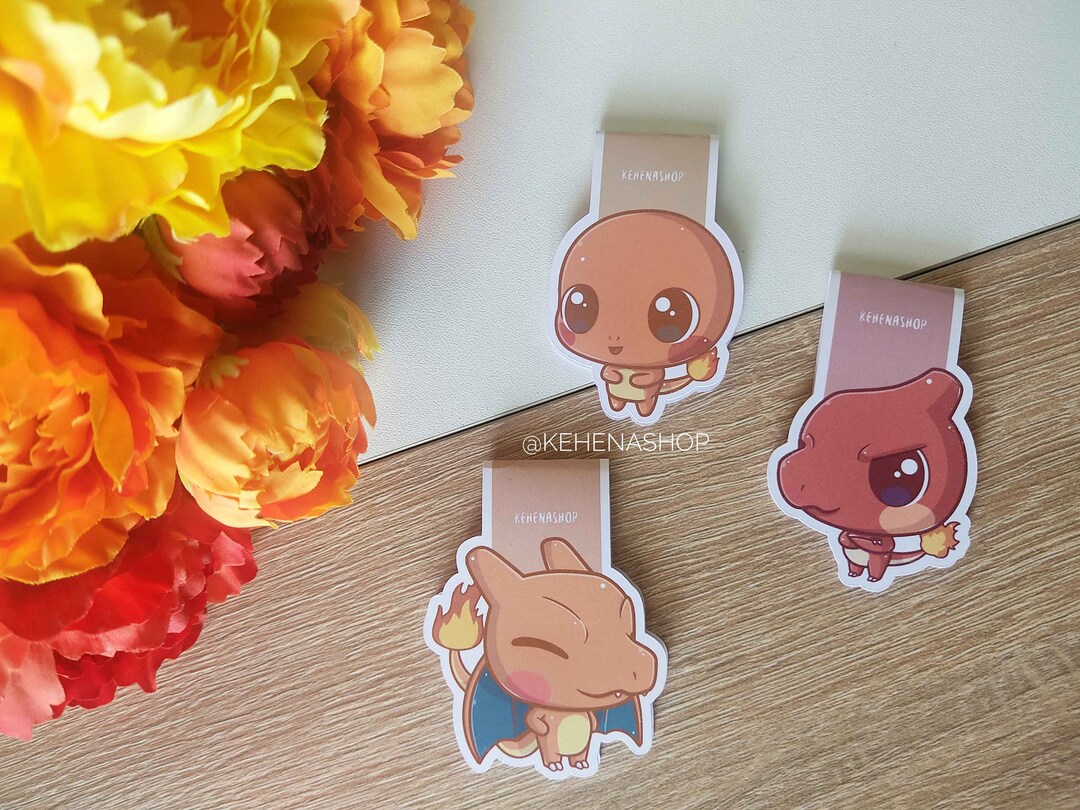 Magnetic Bookmark: Charmander, Charmeleon, Charizard - Etsy